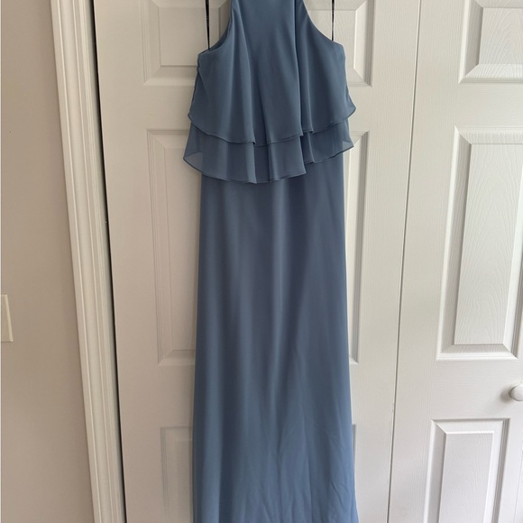 Bill Levkoff | Dresses | Bill Levkoff Blue Ruffled Tiered Halter Gown ...